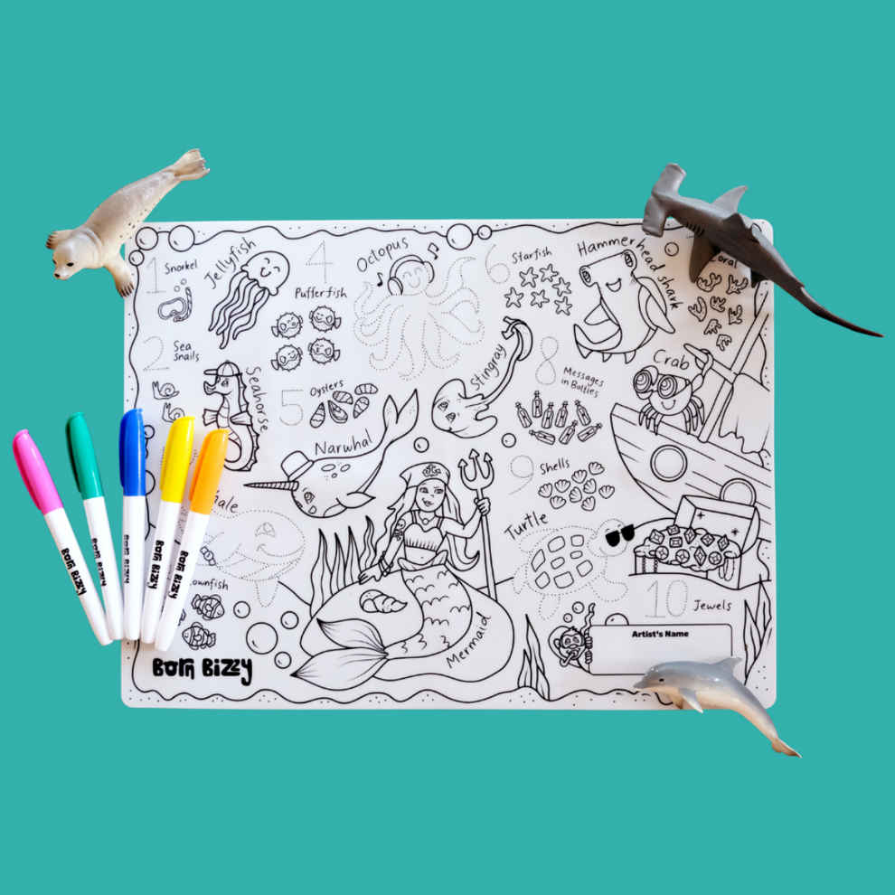Under The Sea Reusable Silicone Drawing Mat Set – Born Bizzy